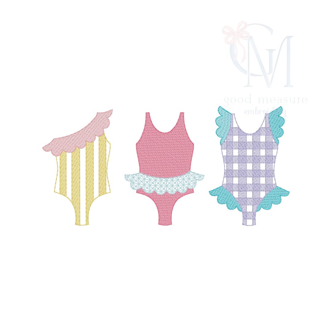Summer Swimsuits Gingham Embroidery Design – Good Measure Embroidery