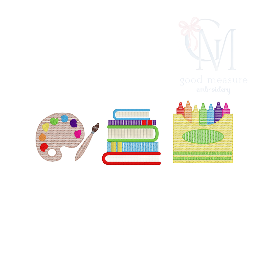Art Supplies Sketch Trio Embroidery Design – Good Measure Embroidery