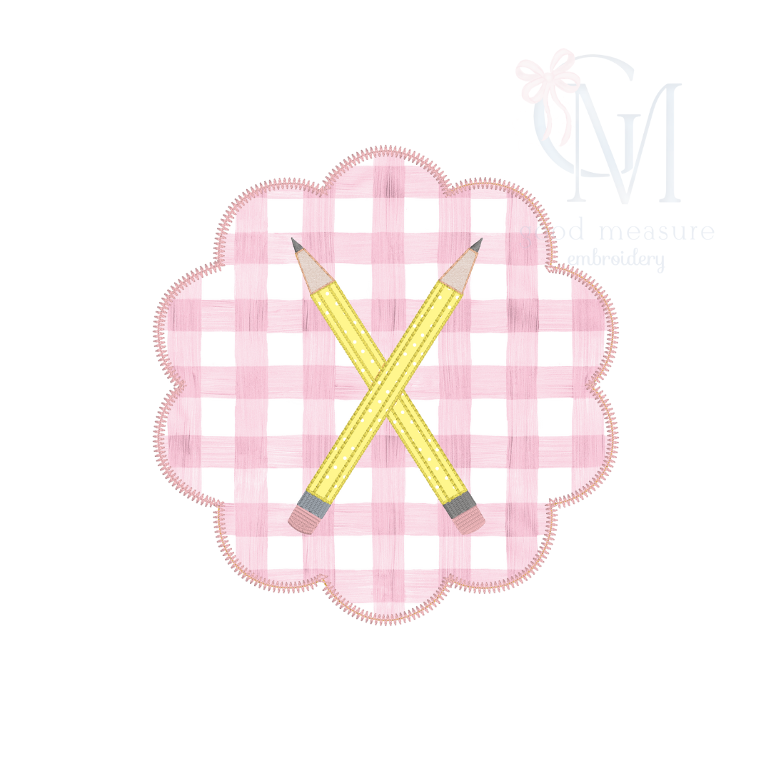 Scallop Crossed Pencil Patch Applique Design – Good Measure Embroidery