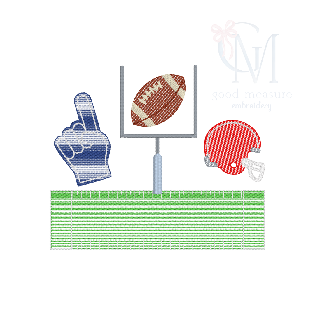 Football Trio Embroidery Design – Good Measure Embroidery