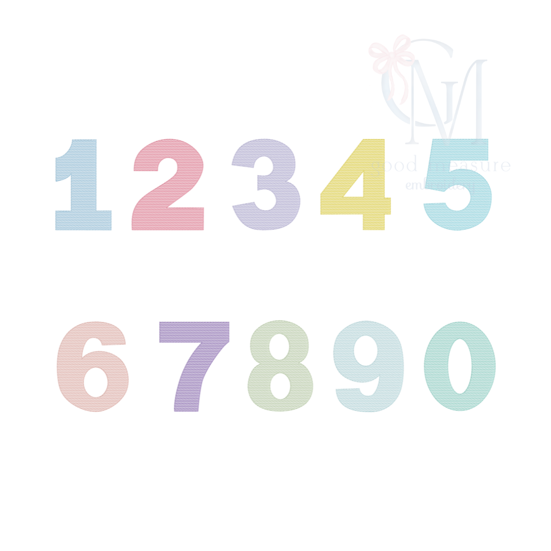 Large Sketch Numbers Embroidery Design – Good Measure Embroidery
