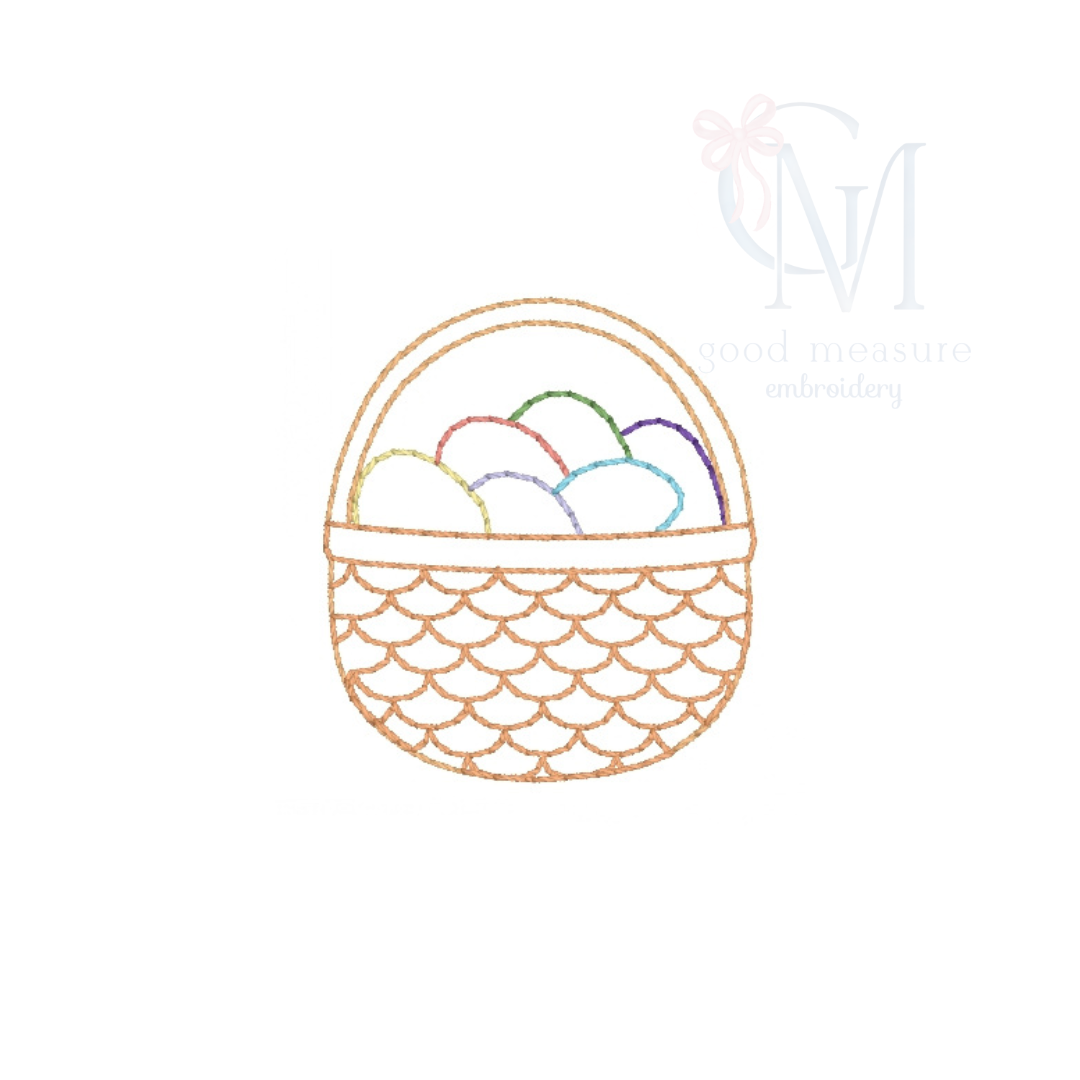 Mini Vintage Stitch Easter Basket Embroidery Design – Good Measure Embroidery