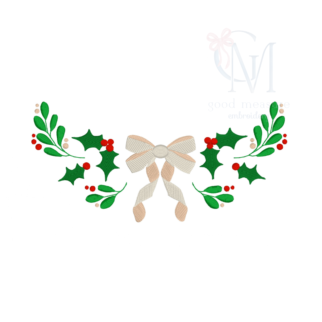 Holly and Mistletoe Frame Embroidery Design – Good Measure Embroidery