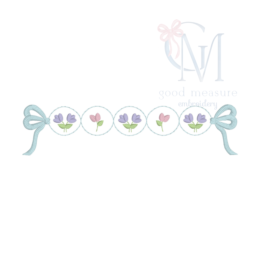Floral Border with Bows Embroidery Design – Good Measure Embroidery