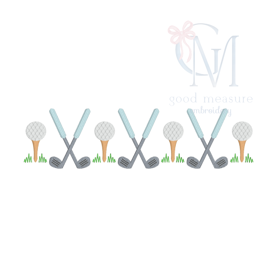 Golf Ball and Crossed Club Embroidery Design – Good Measure Embroidery
