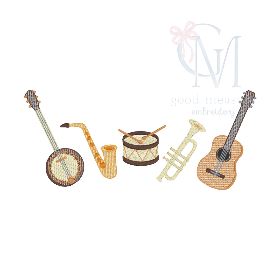Musical Instruments Embroidery Design – Good Measure Embroidery