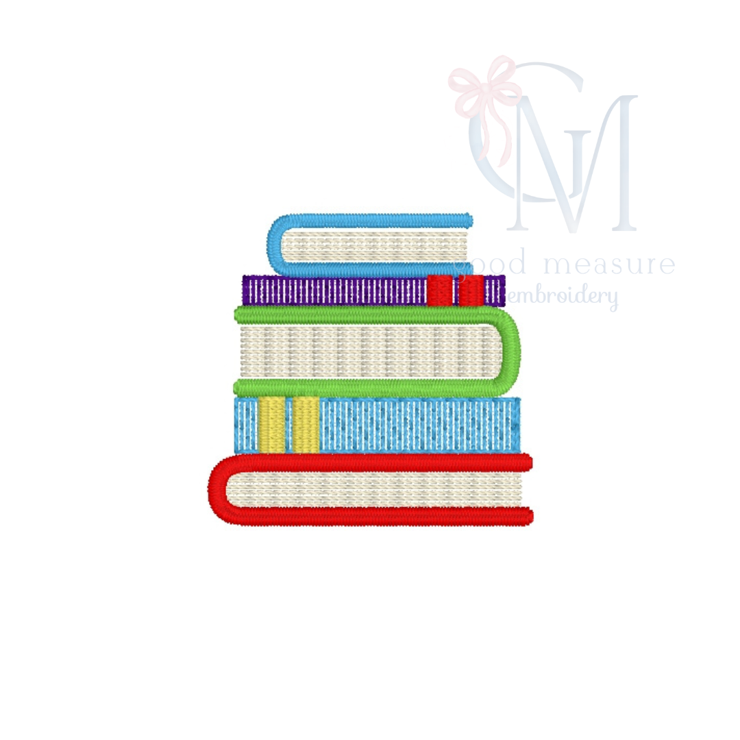 Mini Book Stack Embroidery Design – Good Measure Embroidery