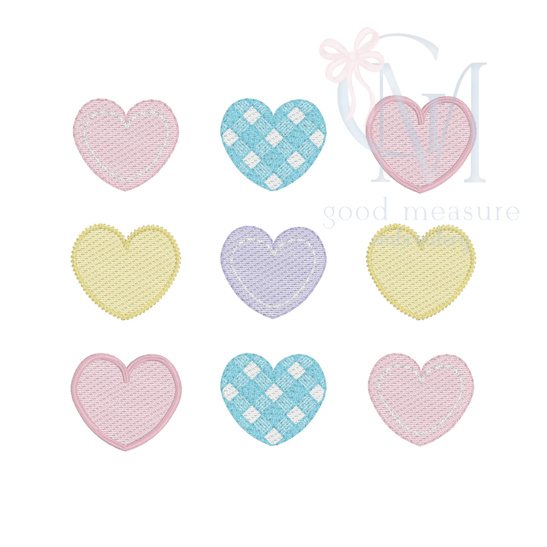 Hearts Grid Sketch Embroidery Design – Good Measure Embroidery