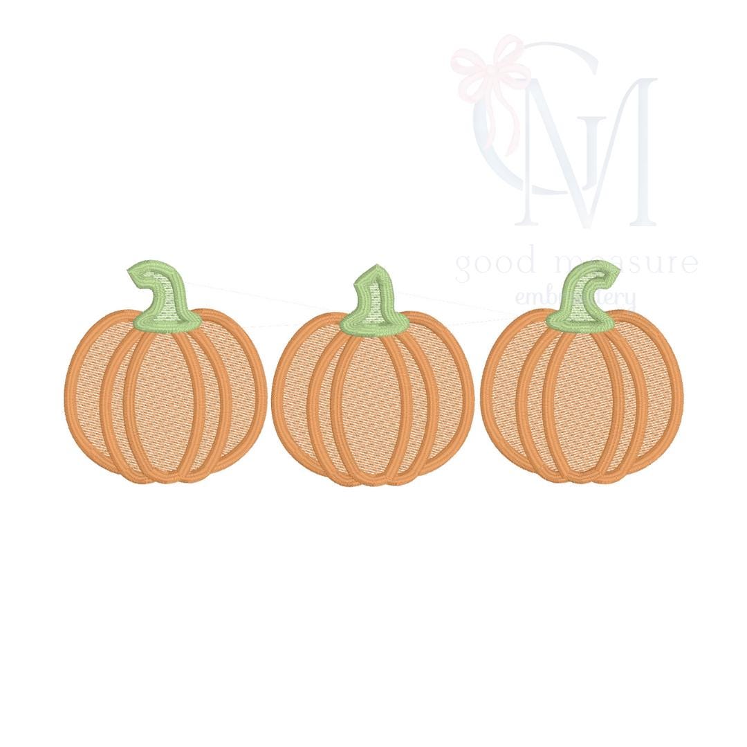 Satin Pumpkin Trio Embroidery Design – Good Measure Embroidery