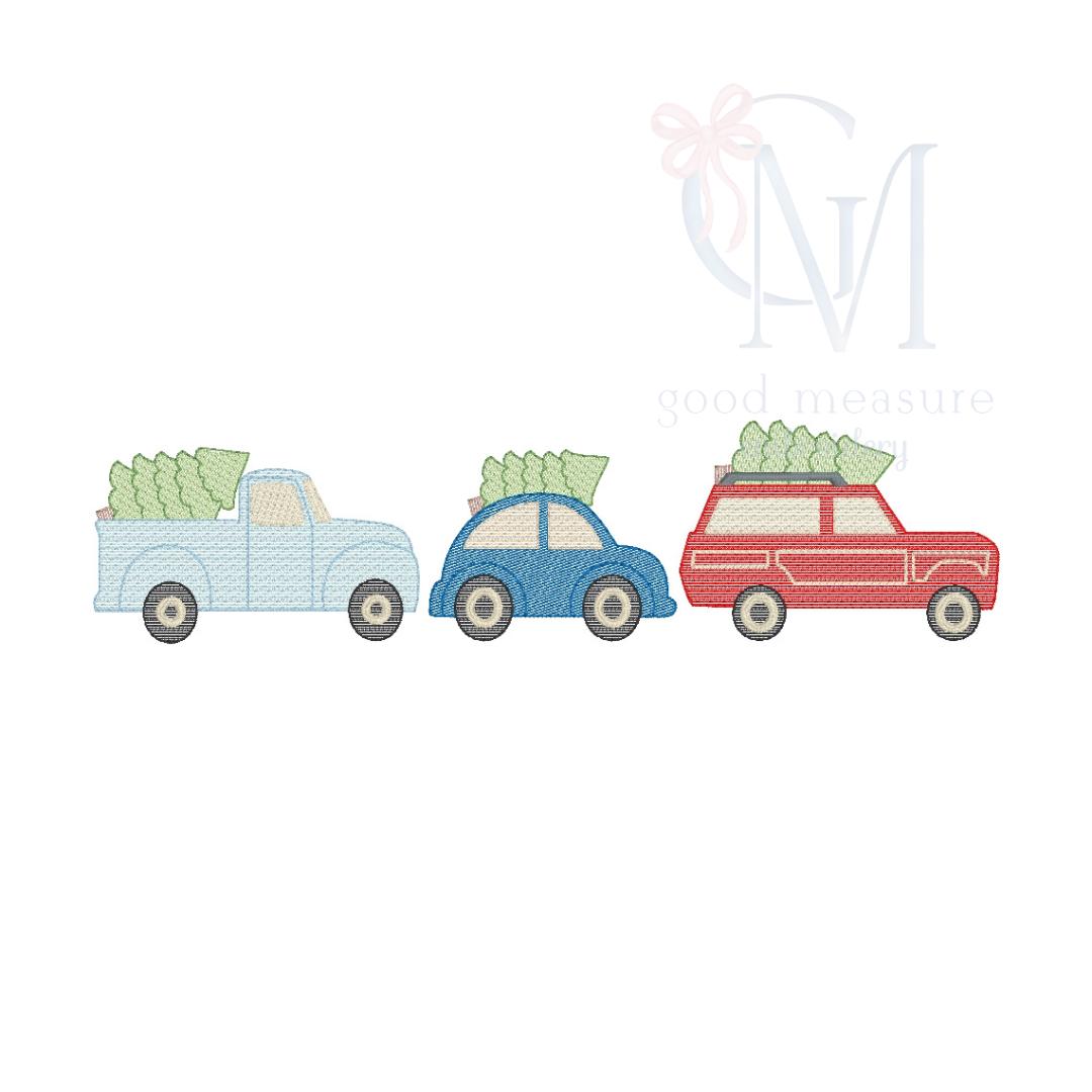 Christmas Vehicles Embroidery Design – Good Measure Embroidery