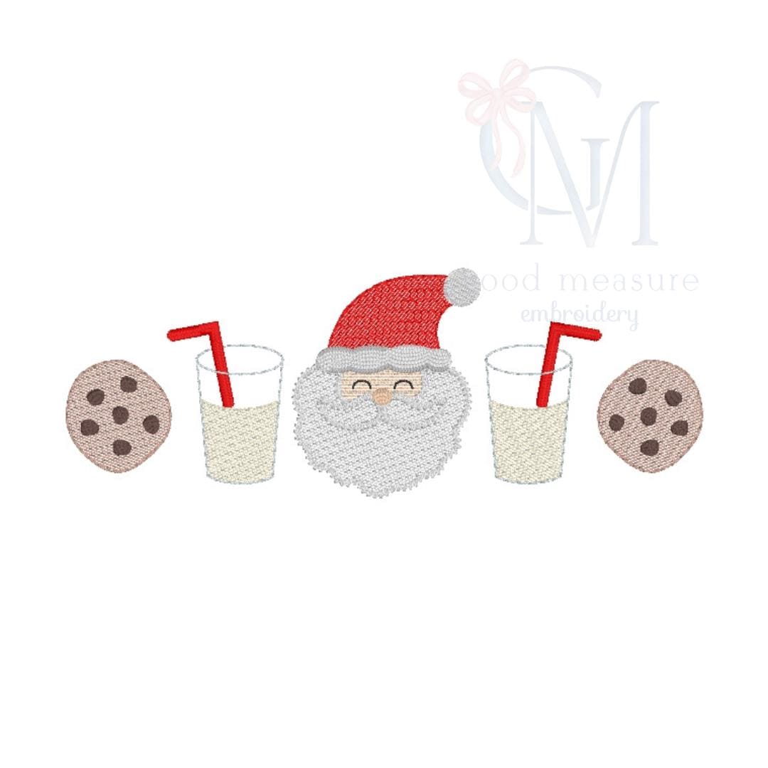 Sketch Santa Milk and Cookies Embroidery Design – Good Measure Embroidery
