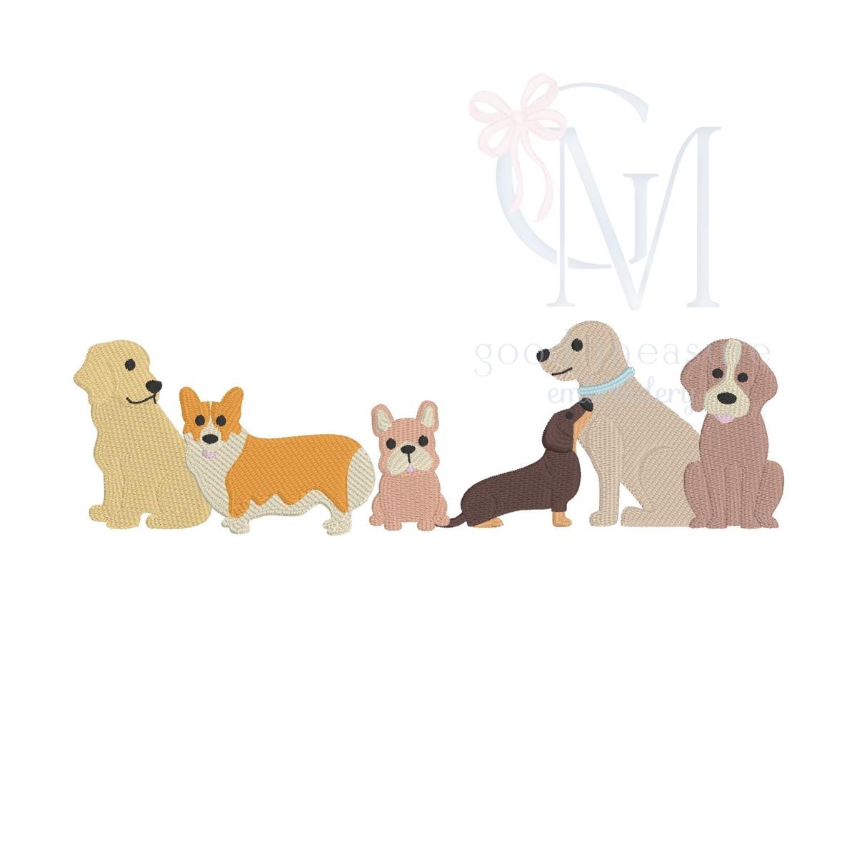 Puppy Line Up Embroidery Design – Good Measure Embroidery