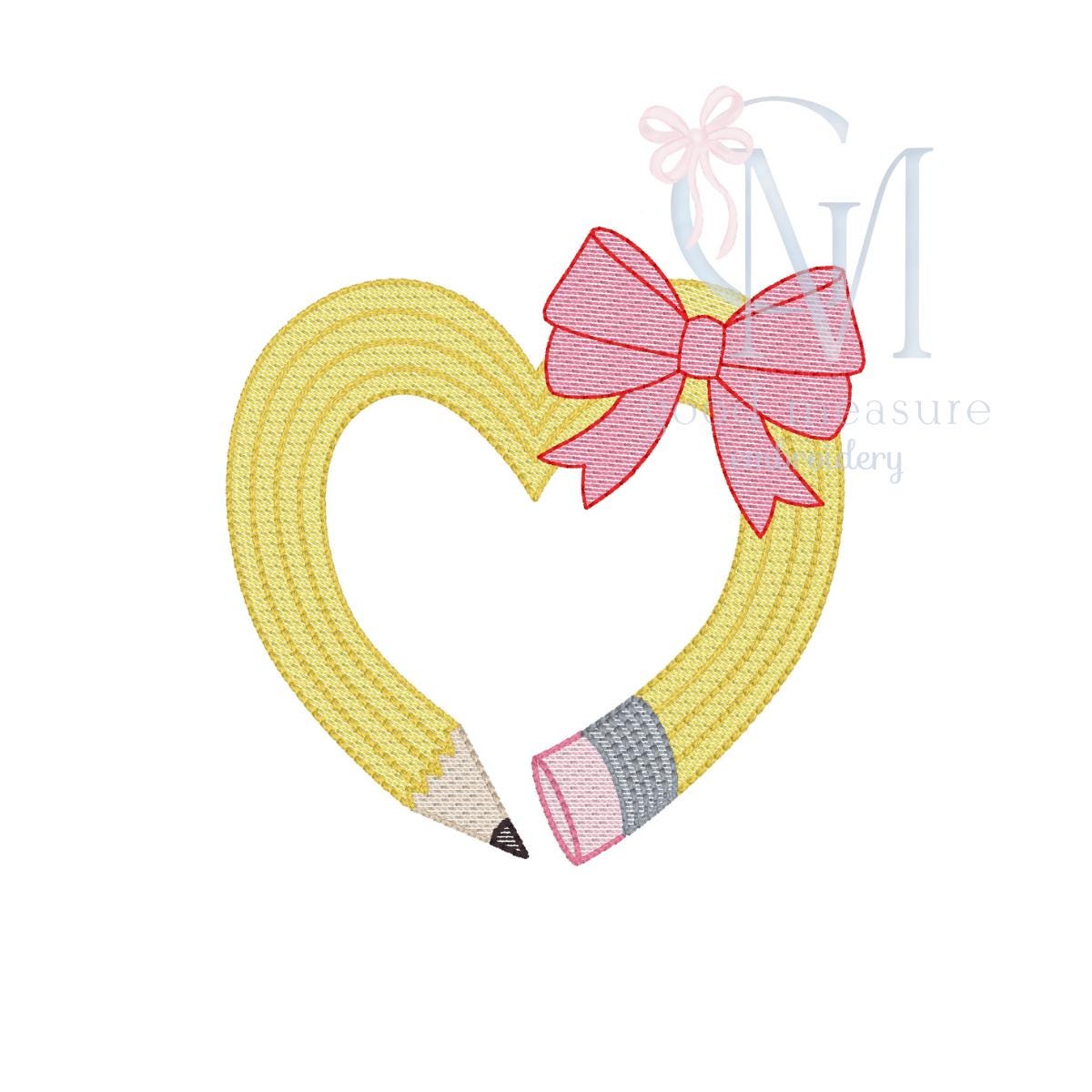 Pencil Heart with Bow Monogram Frame Embroidery Design – Good Measure ...